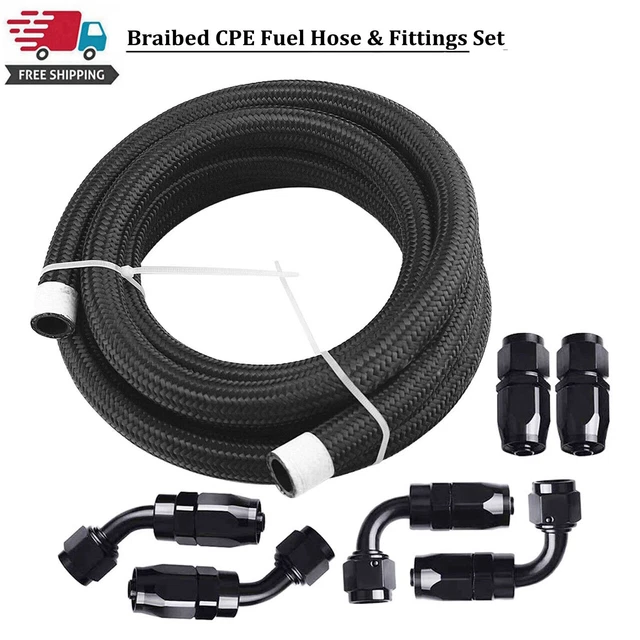 NYLON BRAIDED FUEL Line -4AN-6AN-8AN-10AN- Oil/Gas/Fuel Hose End ...