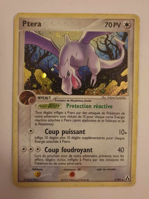 CARTE POKÉMON PTERA - Holo 70 PV 1/92 - Bloc EX Créateurs de Légendes ...