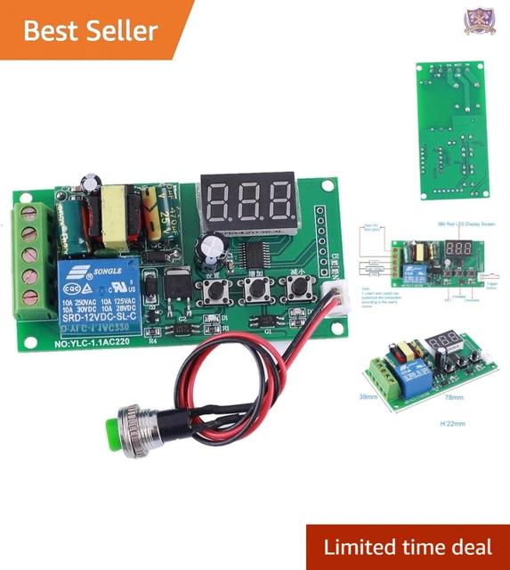 DIGITAL TIMER RELAY Switch Module - LED Display - AC 0V 220V - Button ...