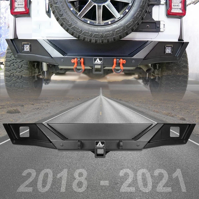 FOR 2018-2023 JEEP Wrangler JL JLU Rear Bumper w/ LED Light D-ring Shackle Steel EUR 264,93 ...