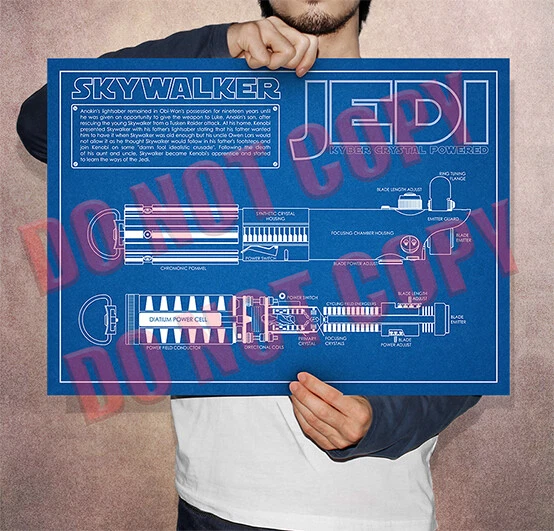 LUKE SKYWALKER LIGHTSABER Blueprint Schematic - A3 poster £10.00 ...