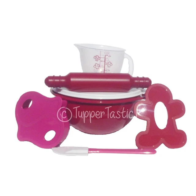 TUPPERWARE MINI BAKING Set Bowl Measuring Jug Rolling Pin Cookie ...