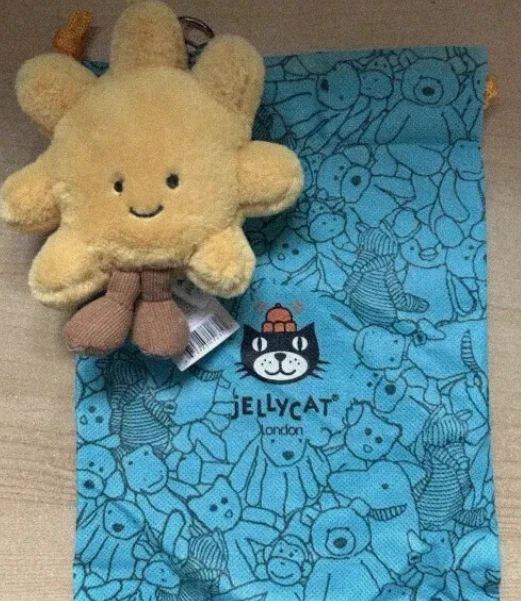JELLYCAT AMUSEABLE SUN Keychain, Yellow Smiley Face Plush Charm - New ...