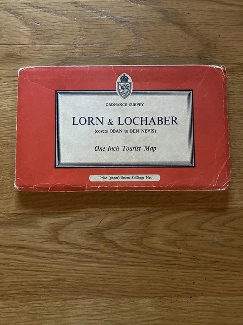 VINTAGE ORDNANCE SURVEY One Inch Tourist Map of Lorn & Lochaber Printed ...