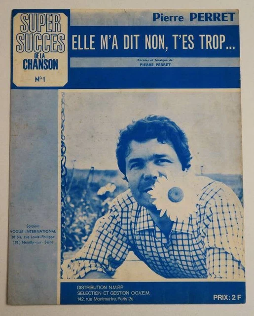 PARTITION VINTAGE SHEET music PIERRE PERRET : Elle m'a Dit non, t'es ...