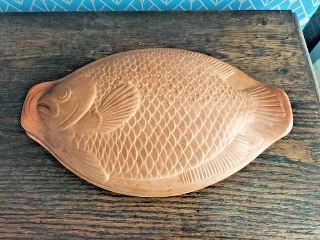 TERRACOTTA CLAY FISH Baking Brick Dish £29.99 - PicClick UK