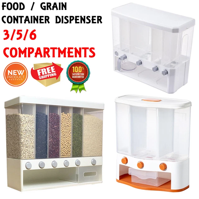 CEREAL DISPENSER RICE Grain Dry Food Container Storage Wall Mounted ...