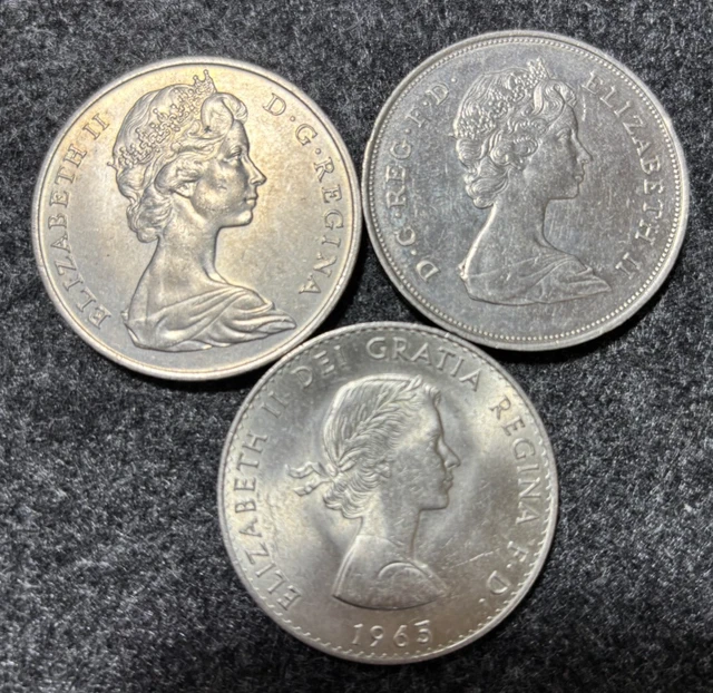 THREE CROWN COINS 1967 Gibraltar 1965 Churchill 1981 Charles & Diana £8 ...