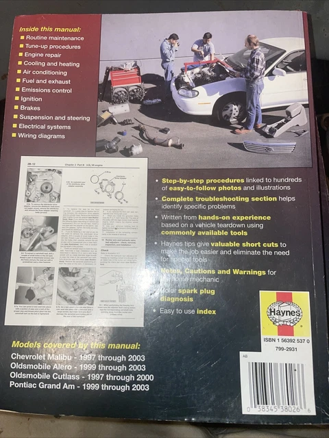 HAYNES REPAIR MANUAL~38026 GM~Chevrolet~Olds~Malibu Grand Am~Cutlass ...