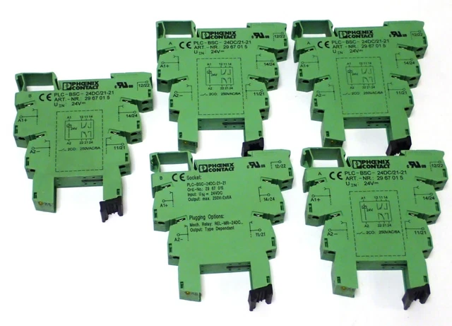PHOENIX CONTACT 2967015 PLC-BSC-24DC/21-21 RELAY BASE /TERM BLOCK 14mm ...
