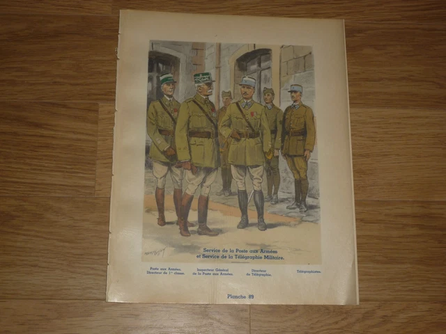 UNIFORMES ARMEE FRANCAISE Lithographie Toussaint 89 Poste Telegraphie ...