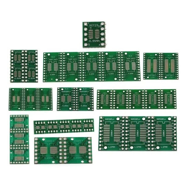 KIT PCB (35 pezzi) SMD > DIP SOP MSOP SSOP TSSOP SOT23 (8 10 14 16 & 20 ...