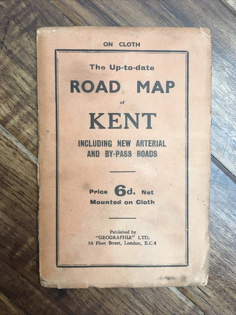 VINTAGE GEOGRAPHIA CLOTH - Up-to-date Road Map of Kent £4.00 - PicClick UK