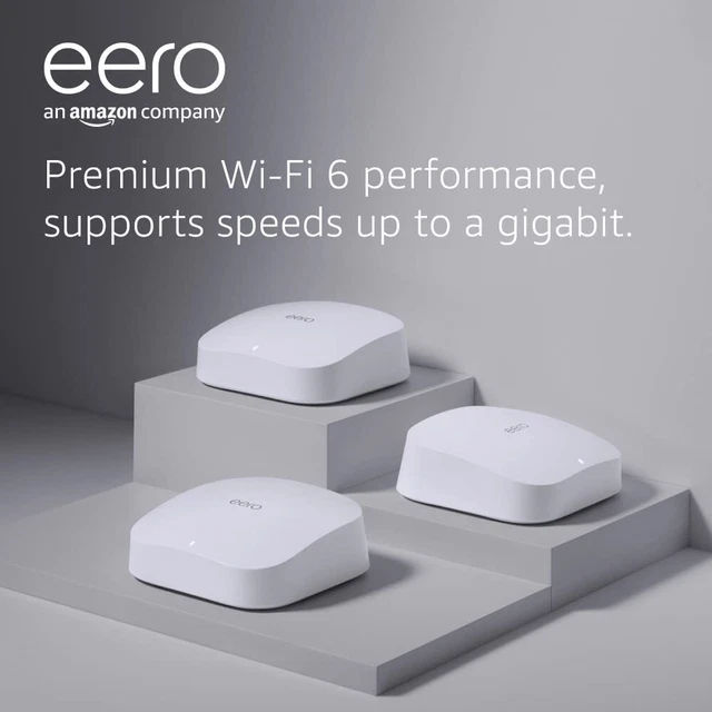 AMAZON EERO PRO 6 Tri-band Mesh Wi-Fi 6 System Built-in ZigBee Hub- 3 ...