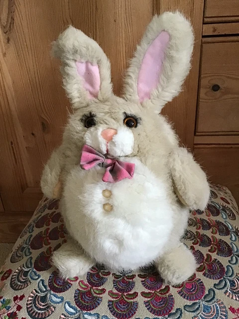 VINTAGE RUSS BERRIE Bumby Beige Bunny Rabbit Bow Tie Brown Plush Soft ...