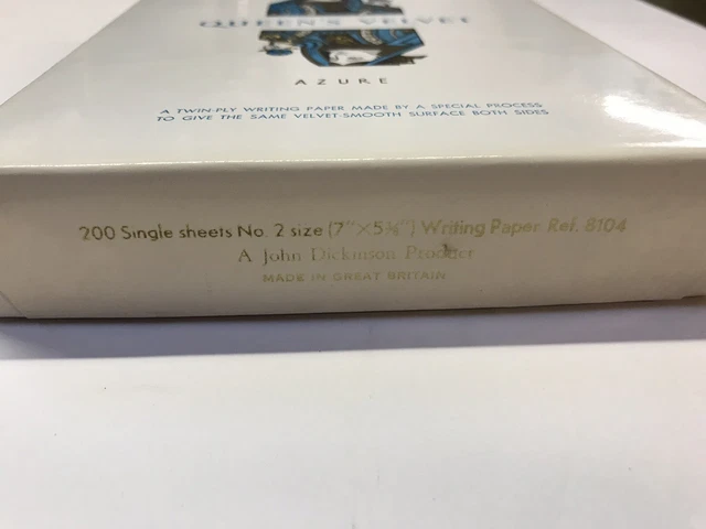 QUEEN’S VELVET LUXURY Letter Writing Paper Stationery Size 2 Azure Box ...