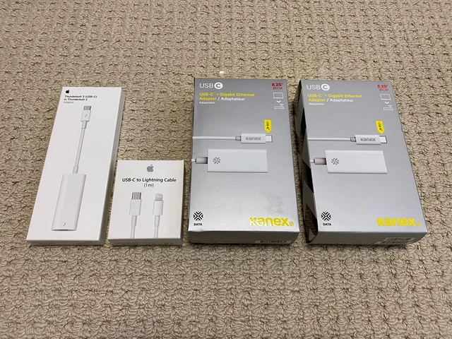 MACBOOK USB-C ADAPTERS Lot - Thunderbolt 2, Lightning Cable, Ethernet ...