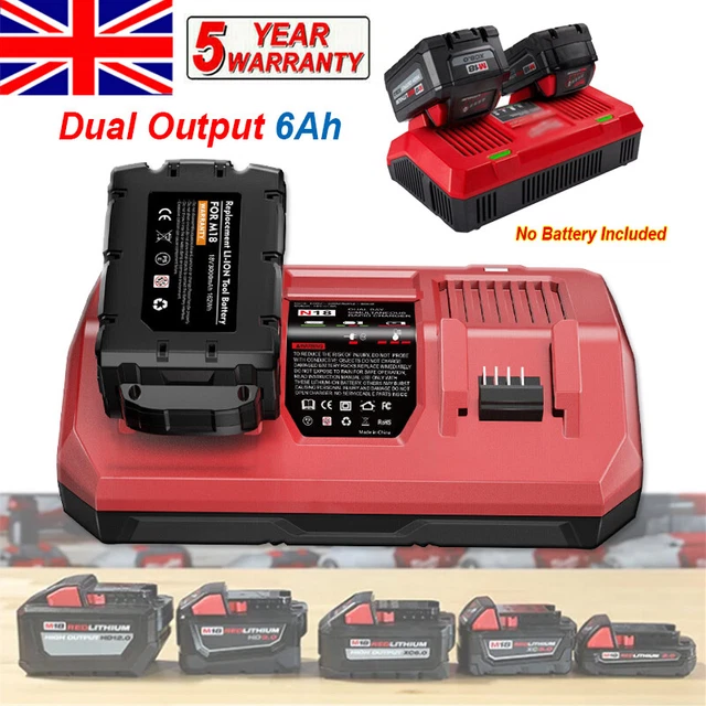 RAPID DUAL CHARGER For Milwaukee M18 18 Volt Lithium XC Battery 48-11 ...