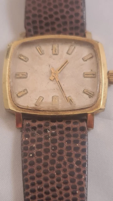 RARE SOLVIL ET Titus Geneve Swiss Men's Gold Watch Leather Band Working ...