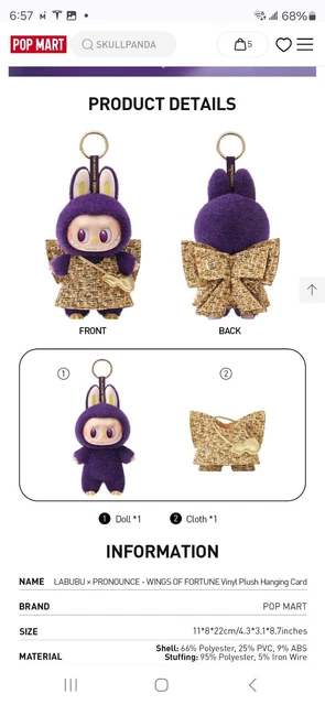 LABUBU × PRONOUNCE - WINGS OF FORTUNE Vinyl Plush Hanging Card $92.00 ...