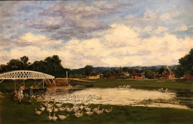 FINE OIL PAINTING Of COOKHAM Green 19th CENTURY Joseph E.H Hague 1856 ...