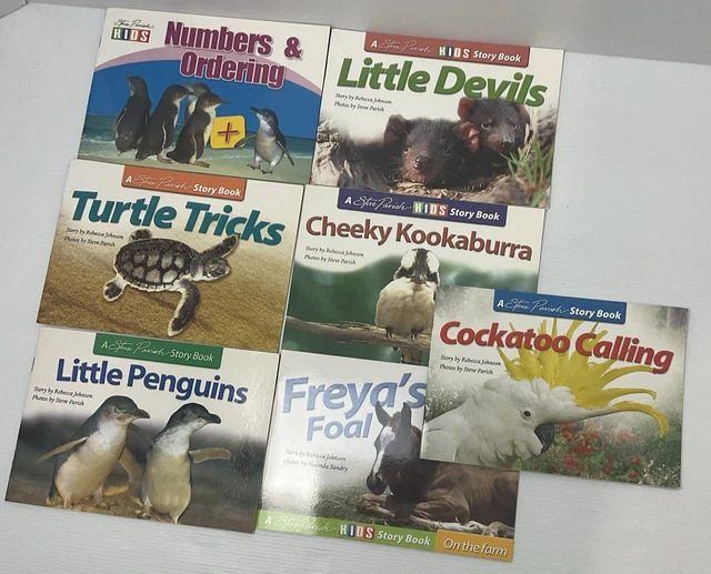STEVE PARISH KIDS Lot x7 Stories Reader Penguin Foal Kookaburra Turtle ...