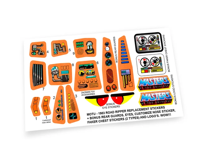 CUSTOM MATTEL 1983 MOTU Masters of the Universe Road Ripper stickers ...