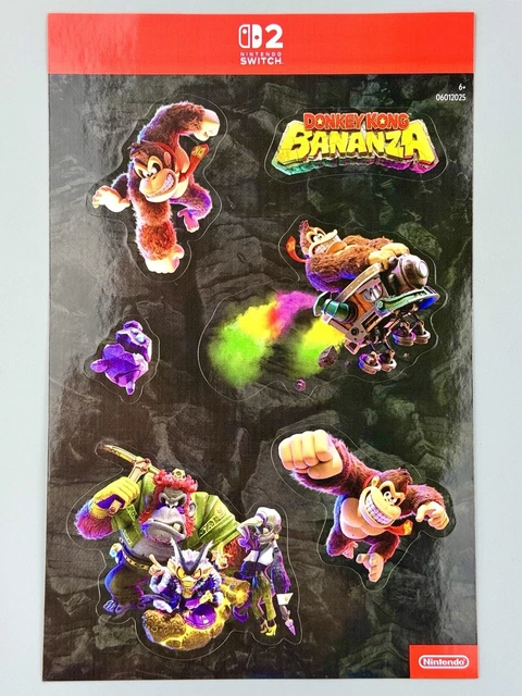 AUTHENTIC NINTENDO SWITCH 2 Donkey Kong Bananza Promo Sticker Sheet ...