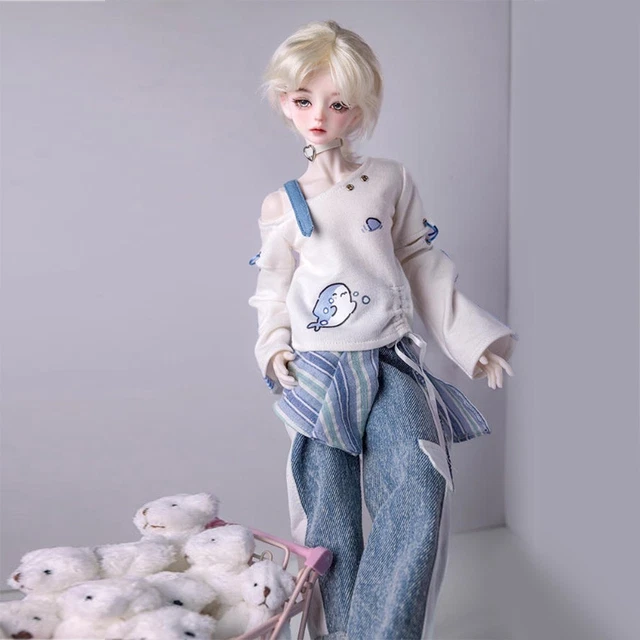 1/4 BJD DOLL Resin Joint Doll Trendy Boy Face Makeup Shark Clothing ...