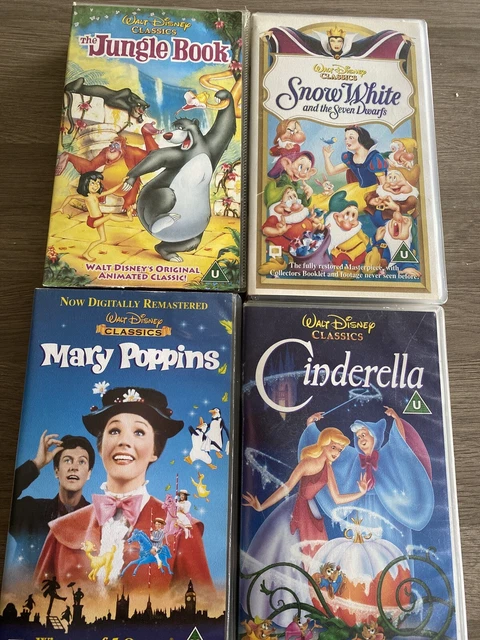 BUNDLE OF 4 Disney VHS Video Tapes Mart Poppins Snow White Cinderella ...