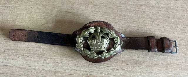 GENUINE WW2 BRITISH Army Leather Wrist Rank Strap/Brass Fitting Warrant ...