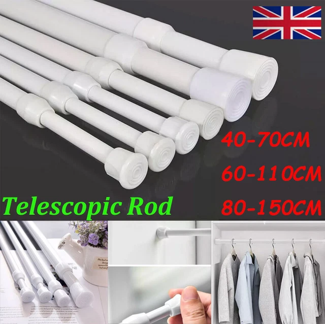 EXTENDABLE SPRING LOADED Telescopic Voile Tension Curtain Rail Pole Net ...