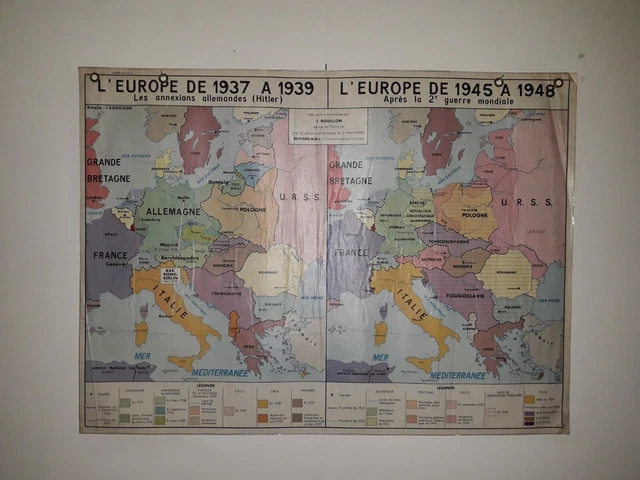 CARTE GÉOGRAPHIQUE SCOLAIRE de L'Europe 1937-1939 EUR 65,00 - PicClick FR