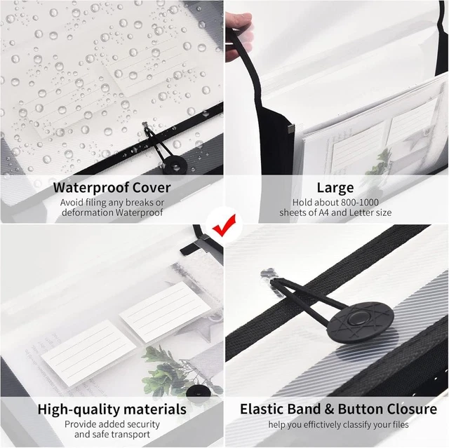 EXPANDING FILE FOLDER Document Organizer with Elastic Cord & Button ...