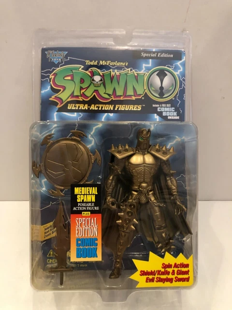 SPAWN MCFARLANE TOYS Series 1 "Gold Medieval Spawn" KB Exclusive 1996 ...