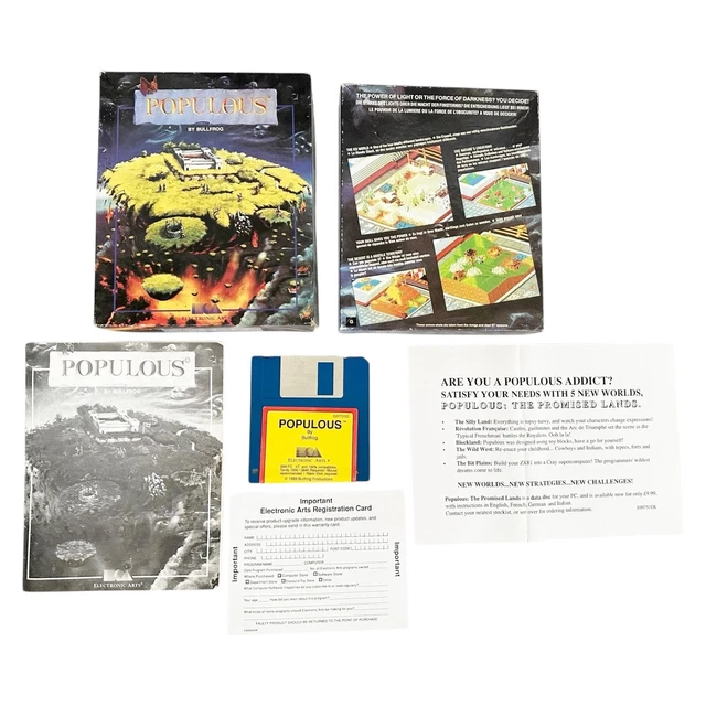 ORIGINAL 1980'S POPULOUS By Bullfrog Pc Game Ibm 3.5" *Complete In Box ...