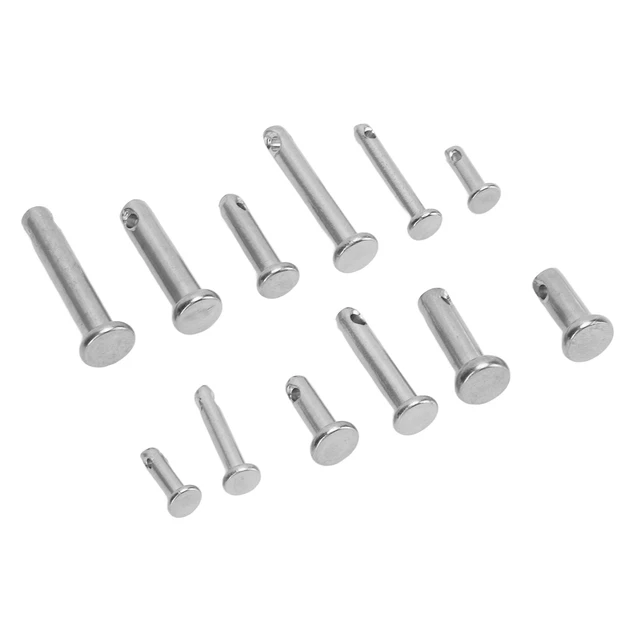 96PCS 12 SIZES Stainless Steel Clevis Pin Single Hole Flat Head T Shape ...