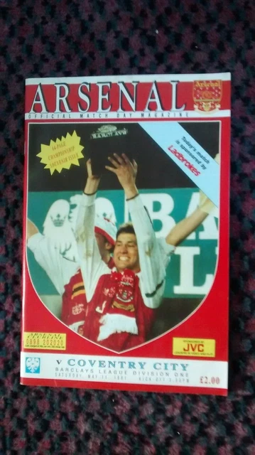 ARSENAL FC MATCH programmes - 1990/91 Champions Souvenir issue vs COV ...