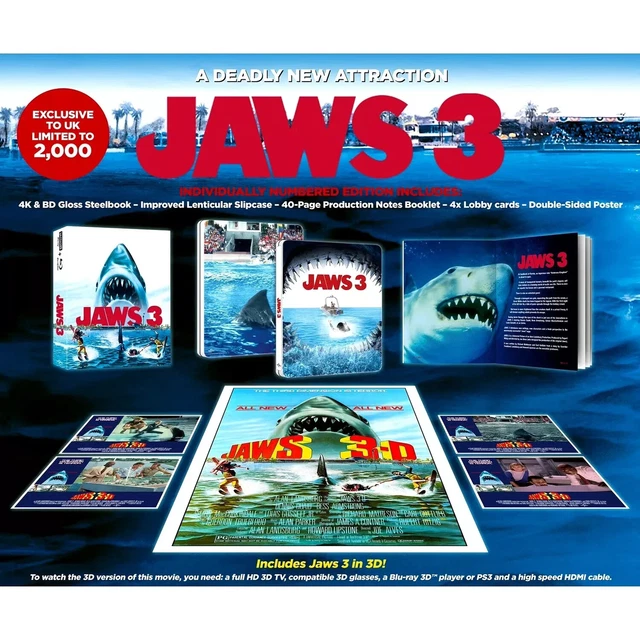 JAWS 3 (1983) : 4K UHD + Blu-ray + 3D UK STEELBOOK Collector's Edition | Presale £74.99 ...