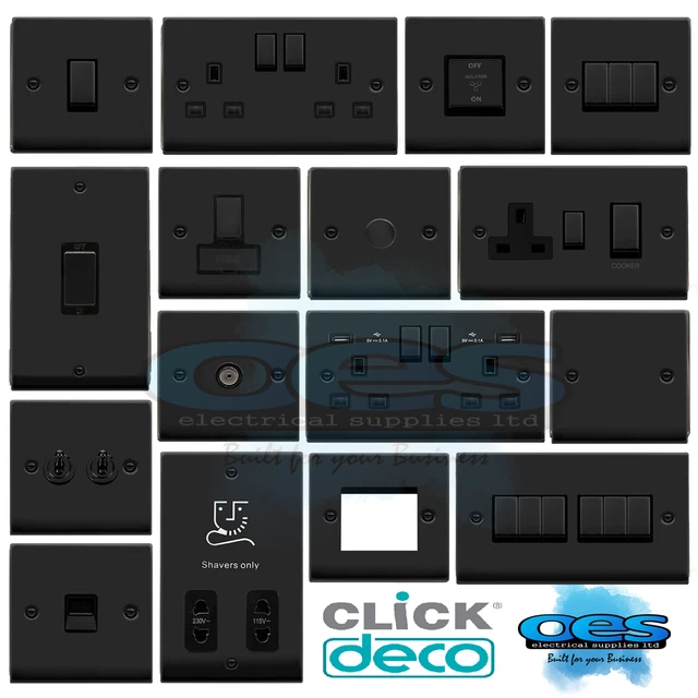 CLICK DECO MATT Black Switches & Sockets Ingot Black Inserts Usb £8.49 ...