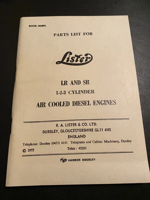 ORIGINAL LISTER PARTS List For LR & SR 1, 2 & 3 Cylinder Diesel Engines ...
