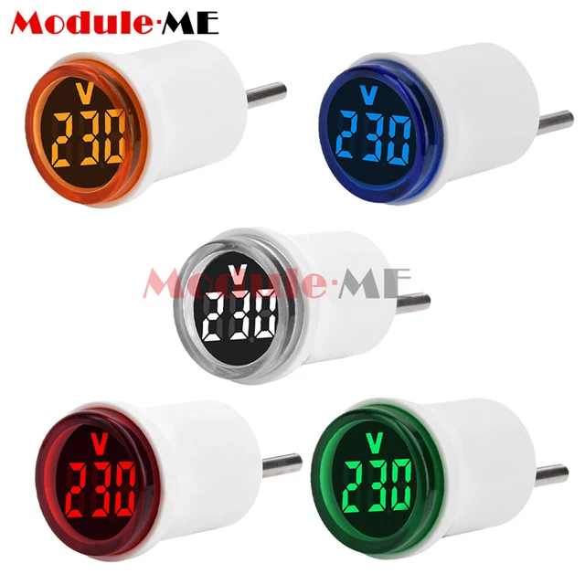 AC 220V 30MM Round LED Digital Voltmeter Indicator Voltage Gauge Meter ...