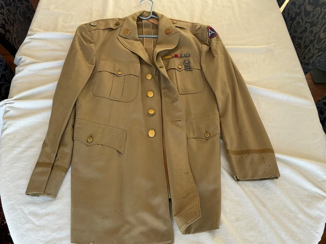 WW2 US ARMY Allied Forces 3rd Army Officer Khaki Summer Uniform Tunic ...