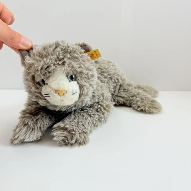 RARE STEIFF VINTAGE Minou Grey Blue Eyes Cat West Germany 2755/40 Plush ...