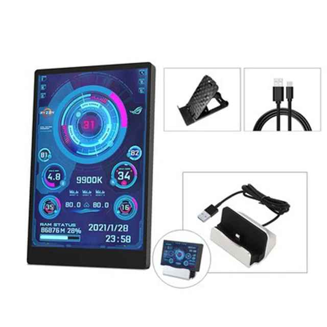 USB DISPLAY CPU GPU Memory HDD Monitor AIDA64 USB-C Secondary Screen 3. ...