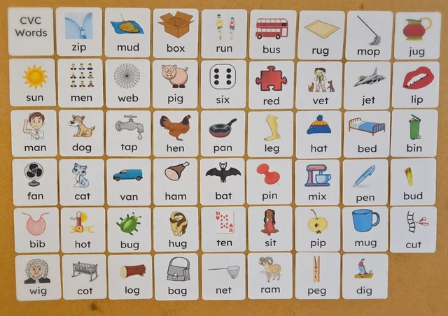 CVC (THREE LETTER) Words Flash Cards with Key Ring - Phonics £4.38 ...