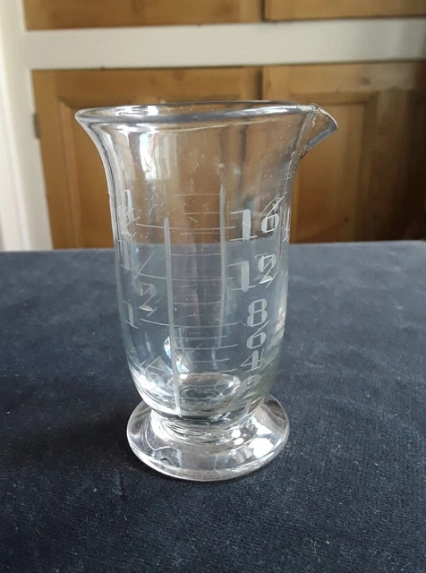 ANTIQUE, GLASS APOTHECARY/CHEMISTRY Lab Measuring Pitcher/Beaker, (mw2 ...