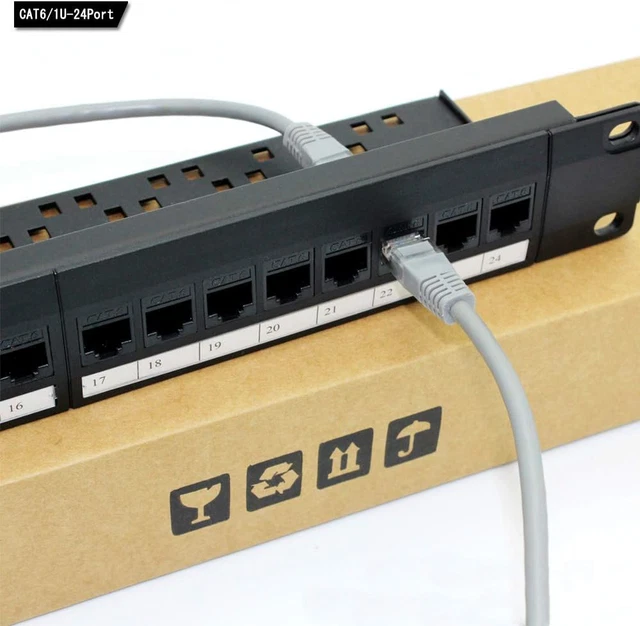 NETWORK PATCH PANEL, 24 Port 1U Rack Mountable CAT6 Patch Panel Pro ...