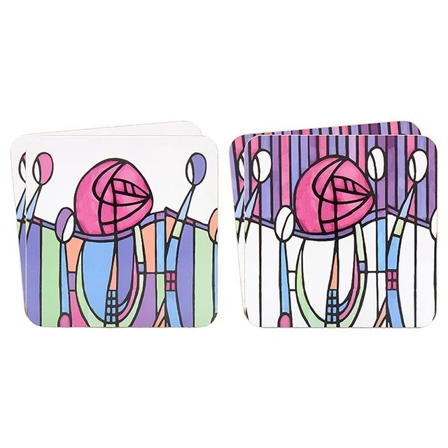 CHARLES RENNIE MACKINTOSH Rose Coasters - Set of 4 £7.95 - PicClick UK