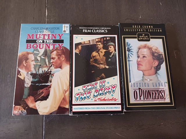 3 “CLASSICS” VHS Movies O Pioneers, Mutiny on the Bounty, This is the ...